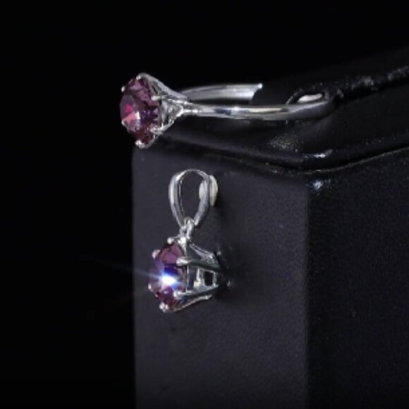 Jewelry | Antique Pink Austrian Crystal Solitaire Ringpendant In ...